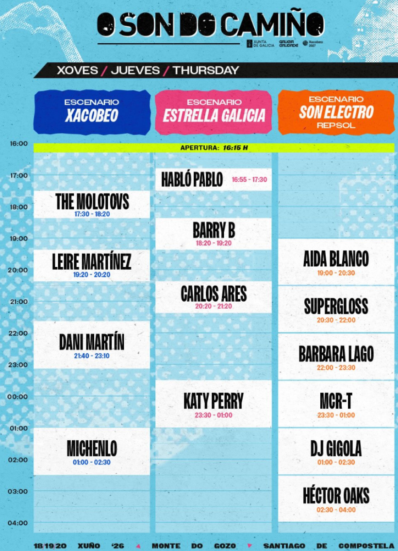 O Son Do Camiño desvela los horarios de 2026: así se repartirán Linkin ...